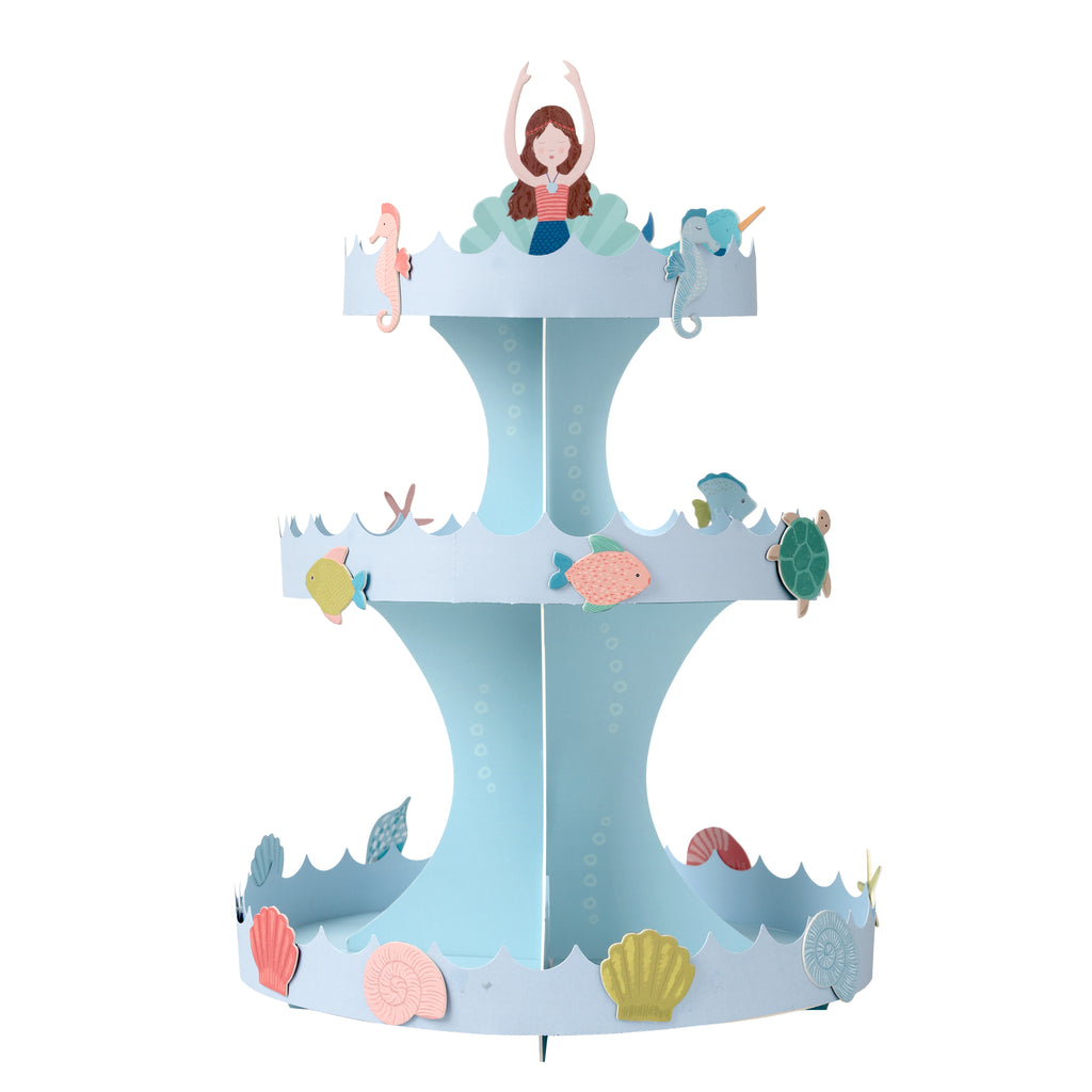 3 Tiers Mermaid Party Blue Cupcake Stand – Cheerland