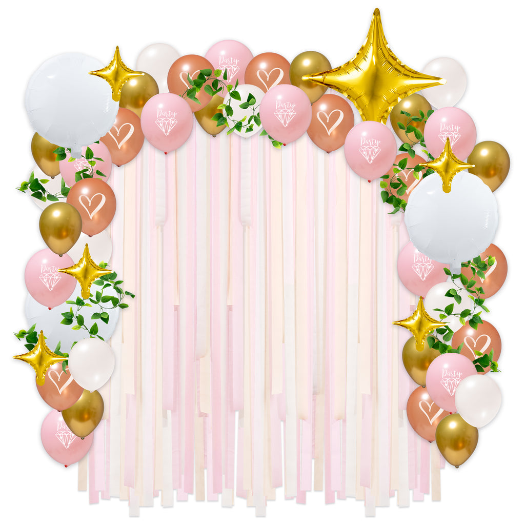 Bridal Shower Balloons and Streamers Kit in Pink and Gold (68 pcs ...