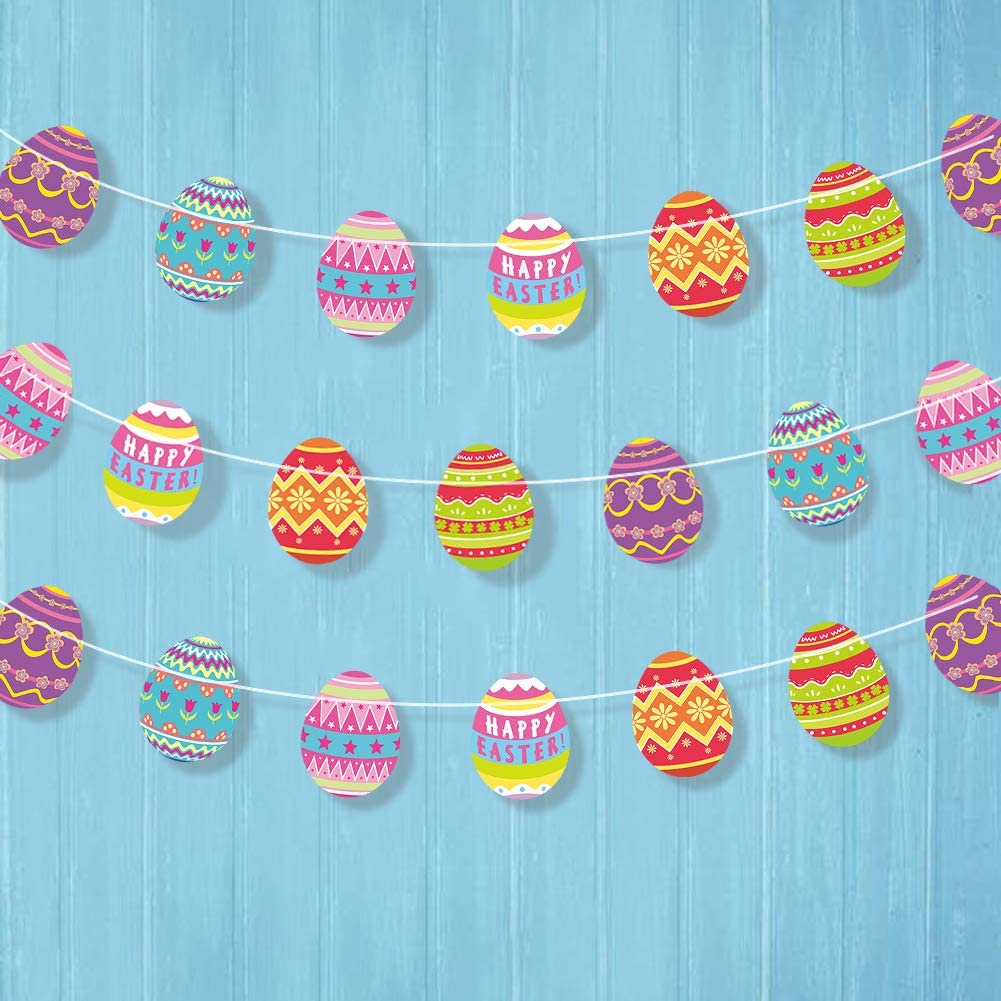 Colorful Easter Egg Garland Kit Happy Easter Party Decorations (4pcs ...